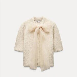 Zara | Sweaters | Zara Organza Bow Knit Sweater | Poshmark